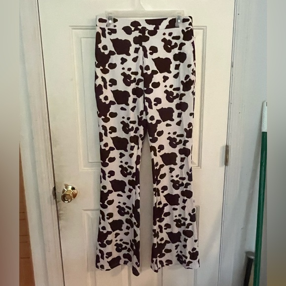 Pants & Jumpsuits | Brownwhite Cow Print Flare Leggings | Poshmark
